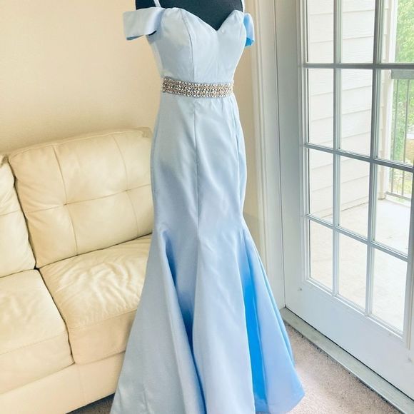 B. Smart | Dresses | B Smart Periwinkle Blue Satin Fit Flare Formal ...